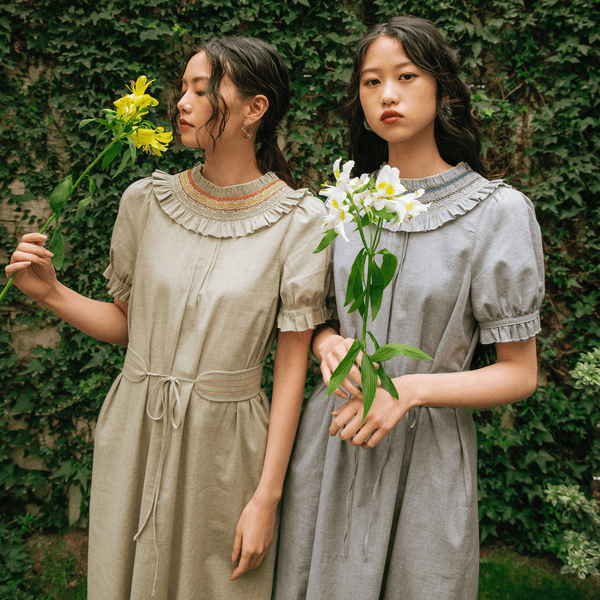 Organic cotton smocking summer maxi dress